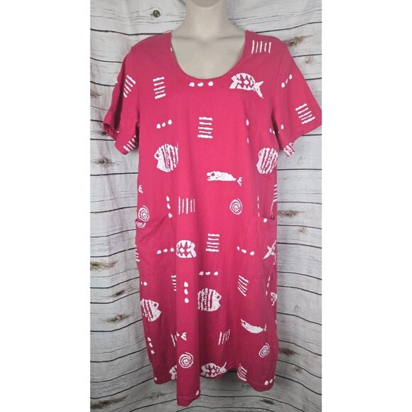 M. Mac | Dresses | M Mac Pink Fish Print Midi T Shirt Dress 2x Long 0 ...